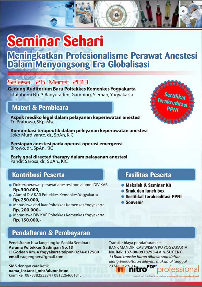 Seminar Perawat Anestesi Menyongsong Era Globalisasi | Workshop ...