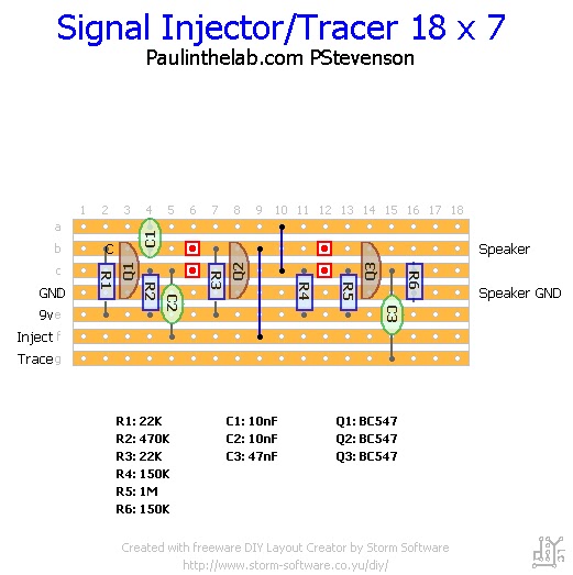 Paul In The Lab: Signal Injector / Tracer Stripboard Veroboard Layout