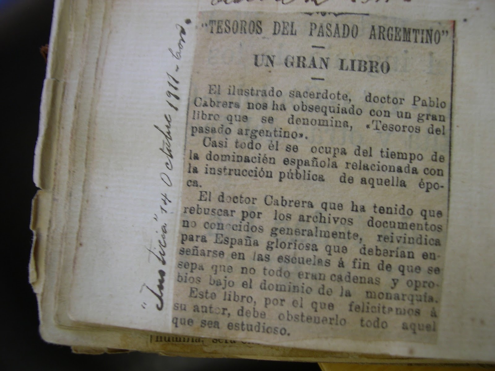 Mons. PABLO CABRERA - EN HOMENAJE- Apóstol de la Verdad Histórica: 2016