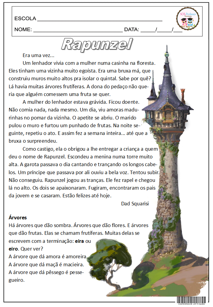 Rapunzel ~ Atividades Escolares