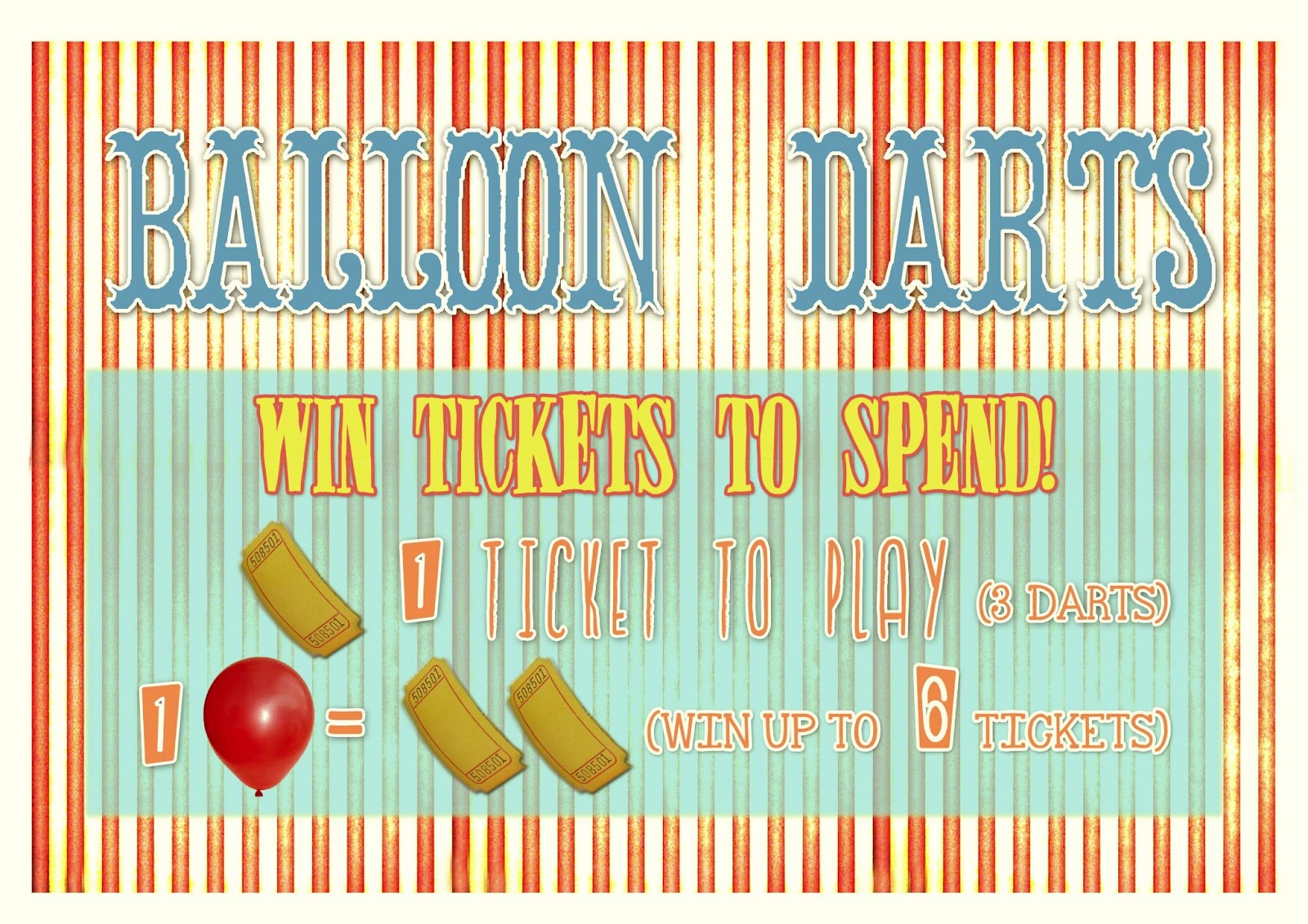 Balloon Darts Carnival Printable Signs