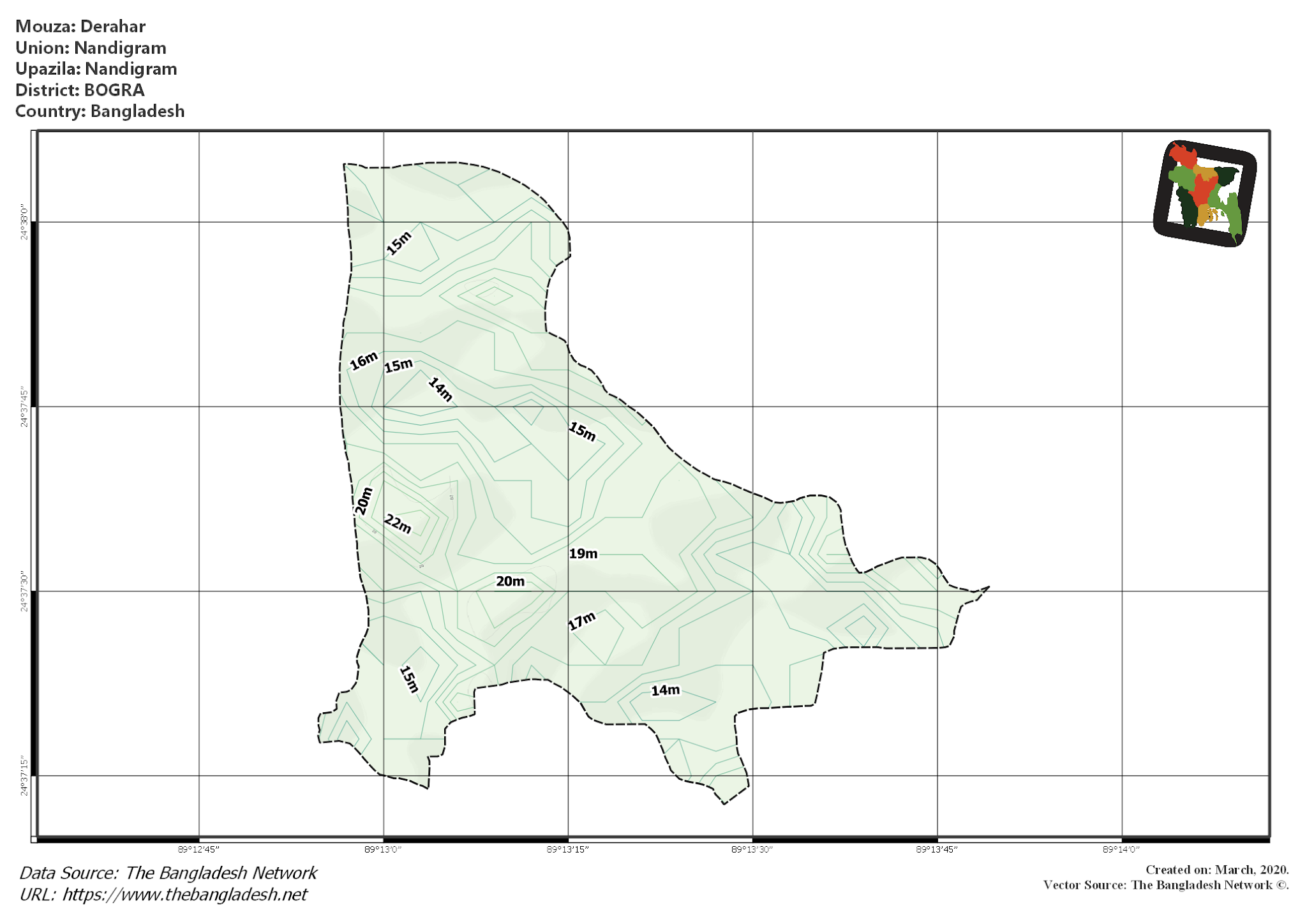 Map of Derahar Mouza, Nandigram, Bogra