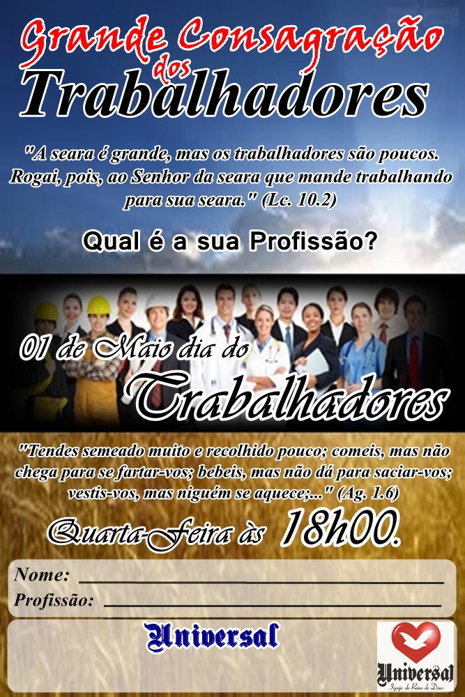 Trabalho Universal 3 Modelos Folhetos Dia 1°de Maio