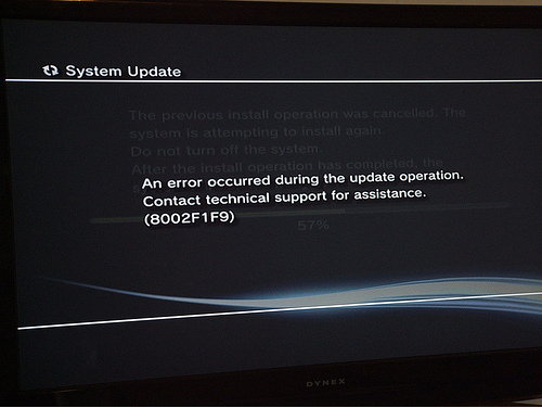 Ps3 update error code 8002f1f9 - zejolo