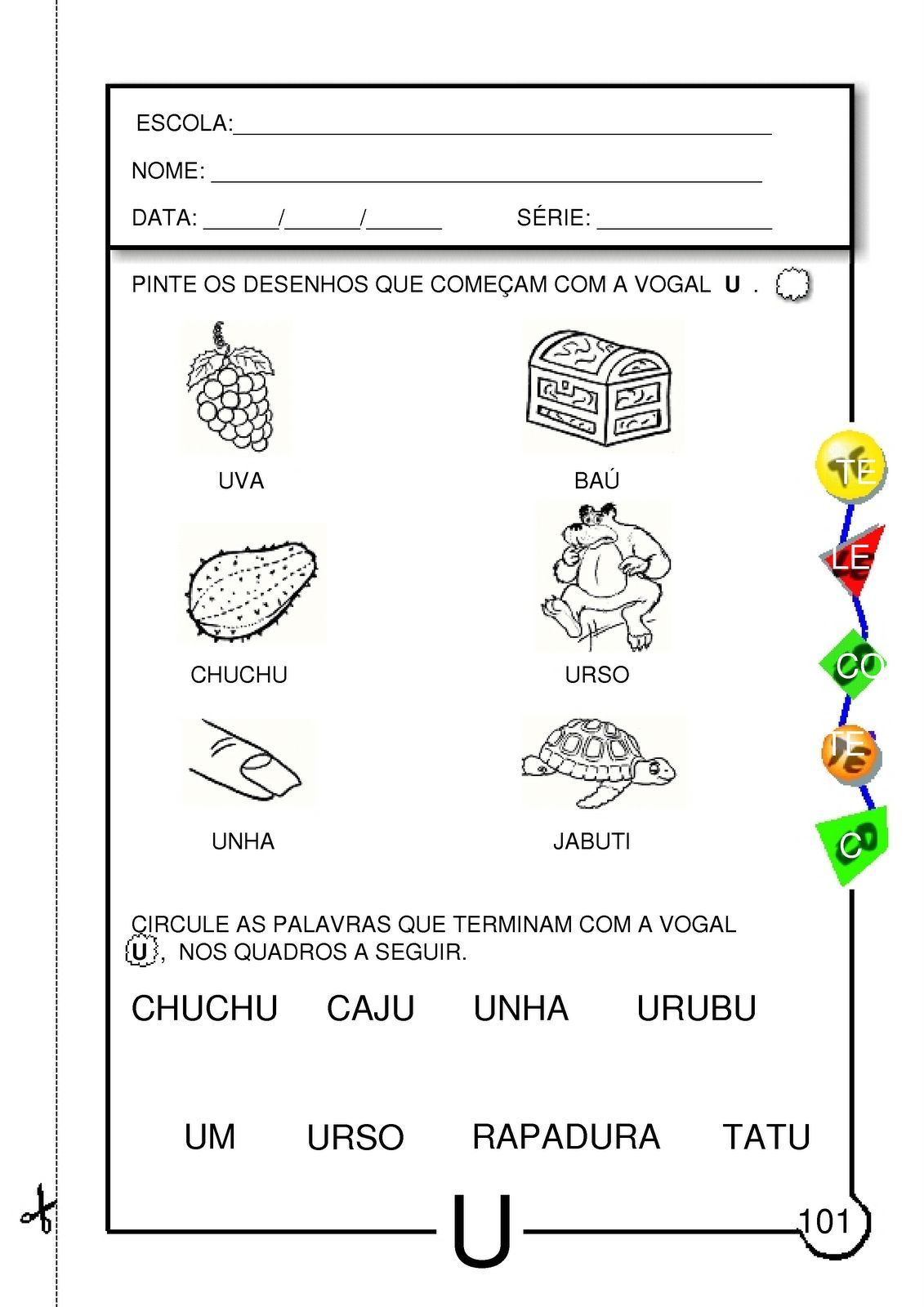 Atividades com a vogal U - atividades com vogais-ESPAÇO EDUCAR