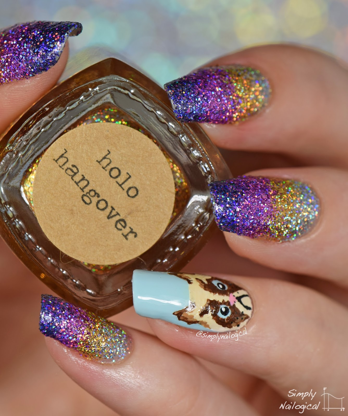 Simply Nailogical: Grumpy cat not a fan of holo glitter