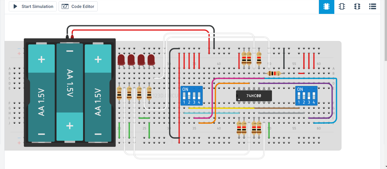 NAND circuit simulation with 2 dip switch - M.B Raw