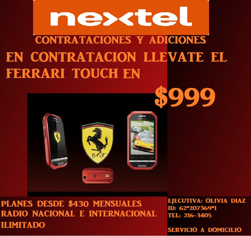 Nextel: Ferrari Touch $999.00 Pesos | TOL Matamoros ~ Servicios | TOL