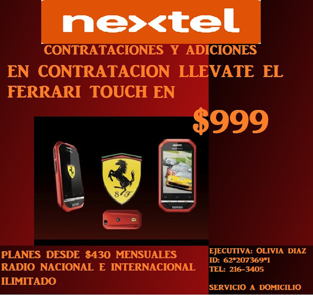 Nextel: Ferrari Touch $999.00 Pesos | TOL Matamoros ~ Servicios | TOL