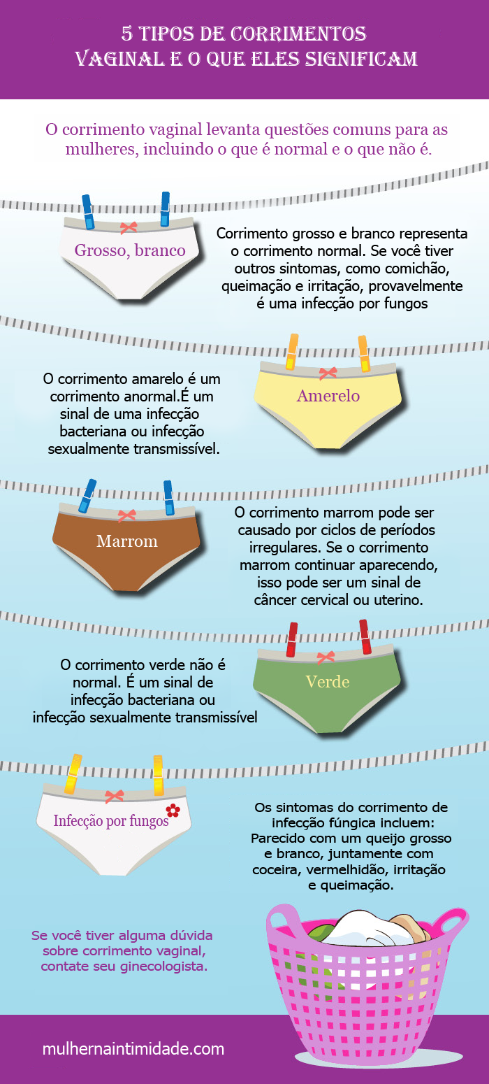 5 tipos de corrimento vaginal e que eles significam (infográfico ...