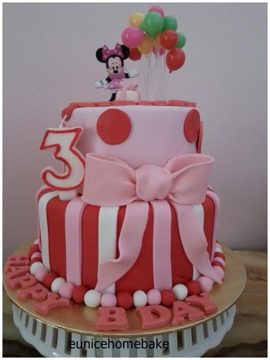 Eunice Home Bake (Klang): Minnie Mouse 2 Tier Cake - Prisha