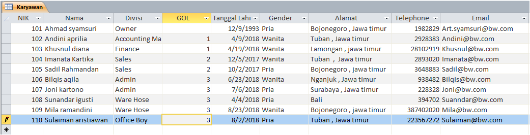 Panduan Membuat Data Base Gaji Karyawan - BOCAH WEB