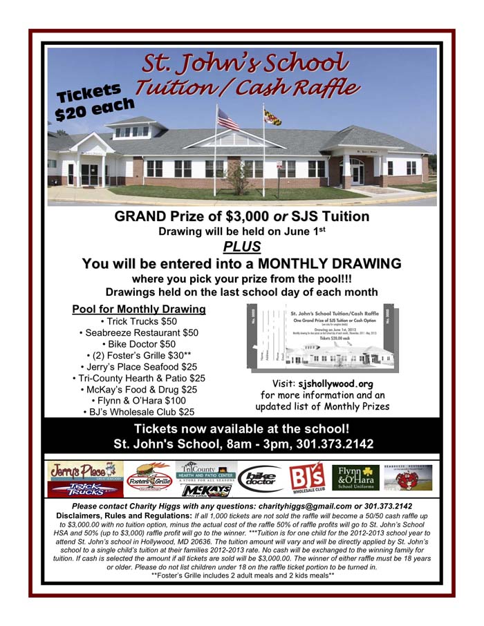 St. John's School: Tuition Raffle - Last Week!