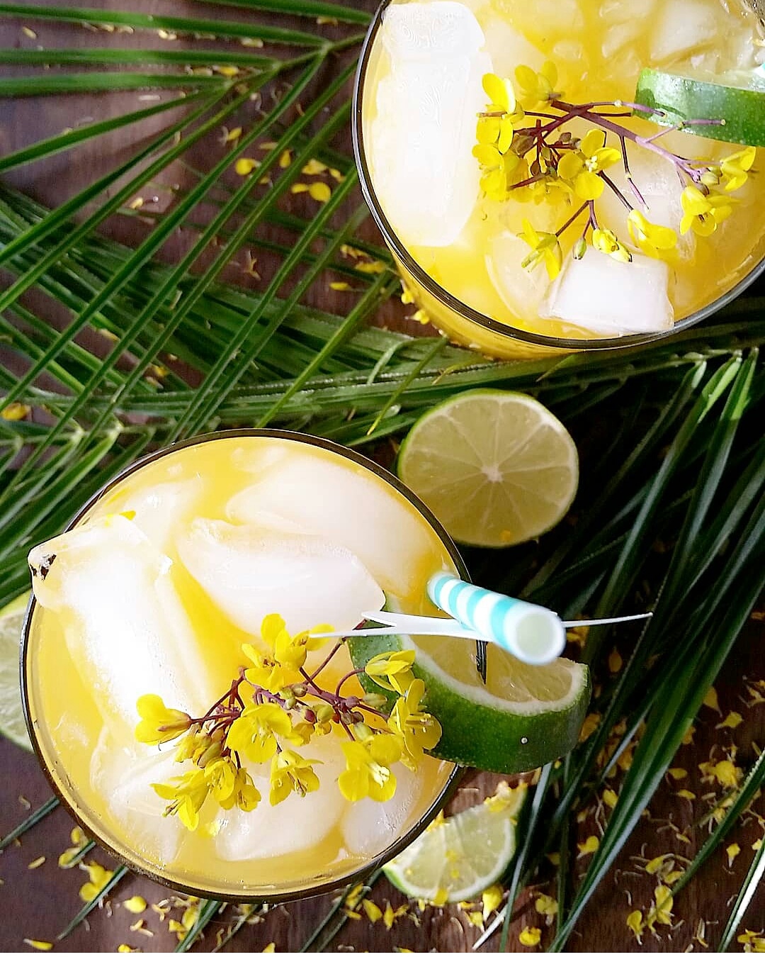 Pineapple-Mango & Mustard Bloom Margaritas