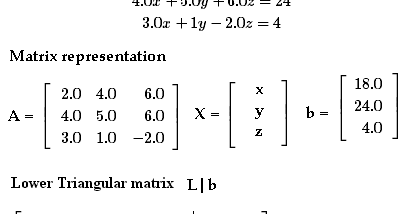 Solving Linear equations by Lower Triangular & Forward Substitution