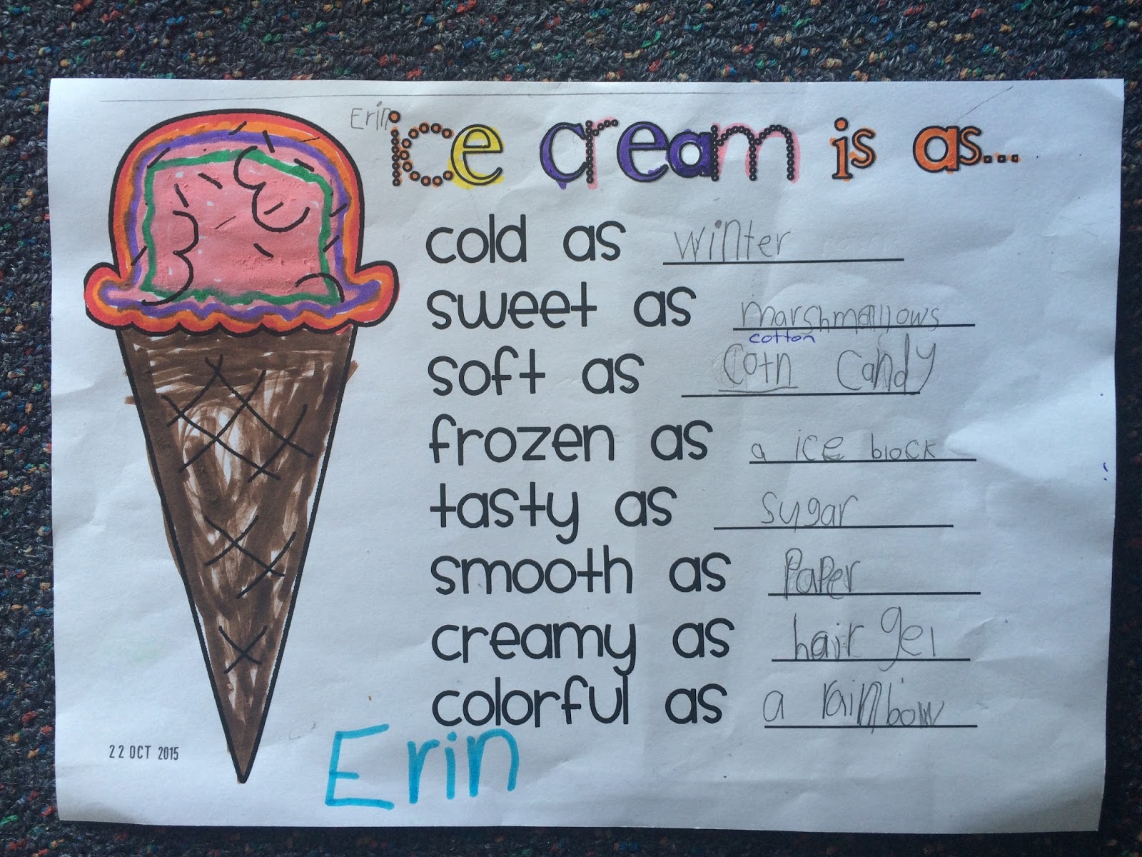 Room 2 Tuis 2015: Ice-Cream Similes