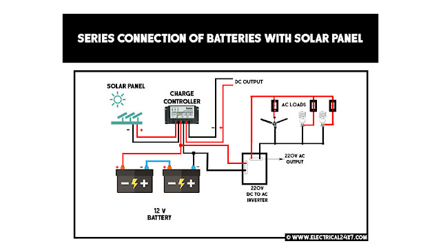 Series and Parallel connection of batteries with solar panel