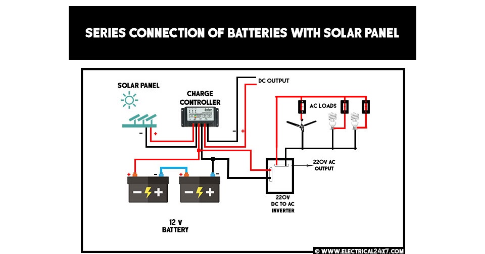 Series and Parallel connection of batteries with solar panel