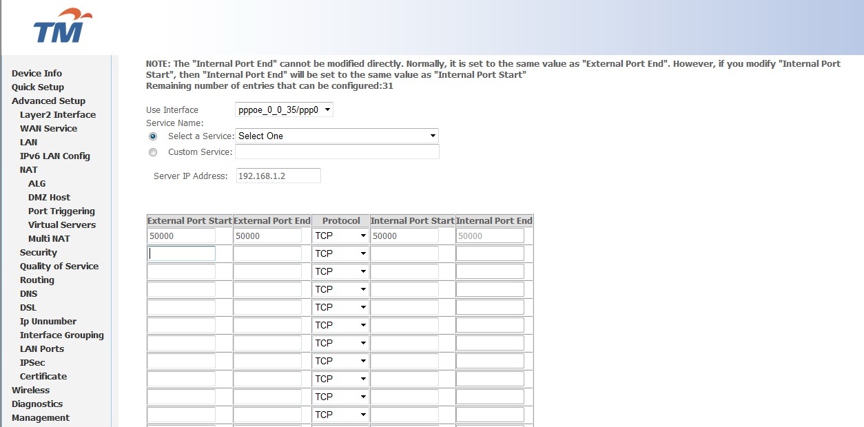 IT Library: Enable port forwarding in TM Innacomm W3400V