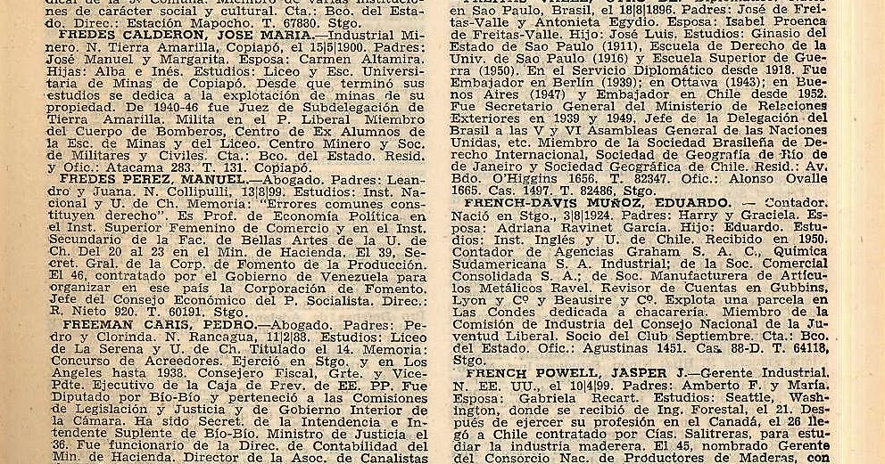 Diccionario Biográfico de Chile 9a Edición 1953: 451 FREDERICK FRENK