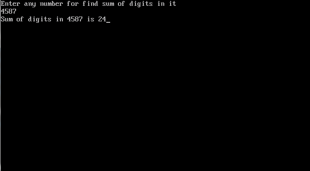 C Program for finding the sum of digits in the given number using recursion