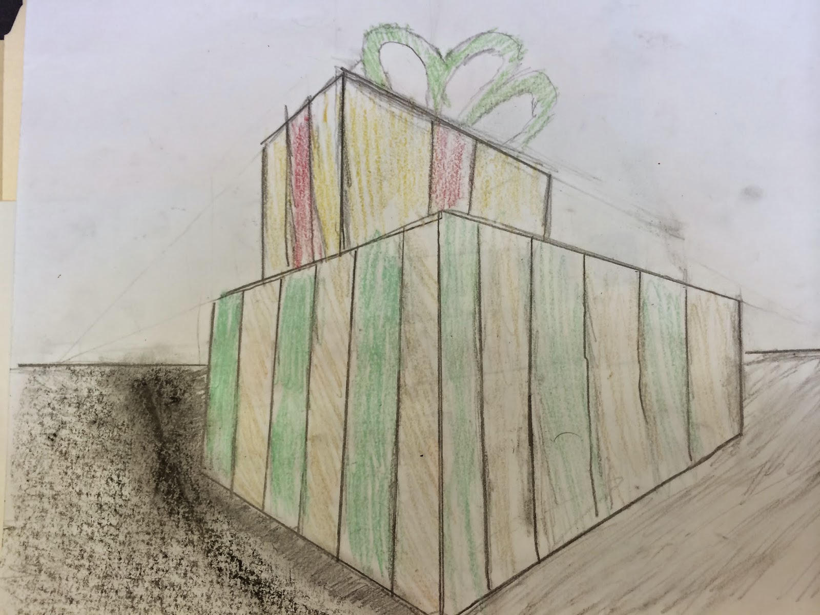 Sacred Heart art room: Two Point Perspective Gift Boxes
