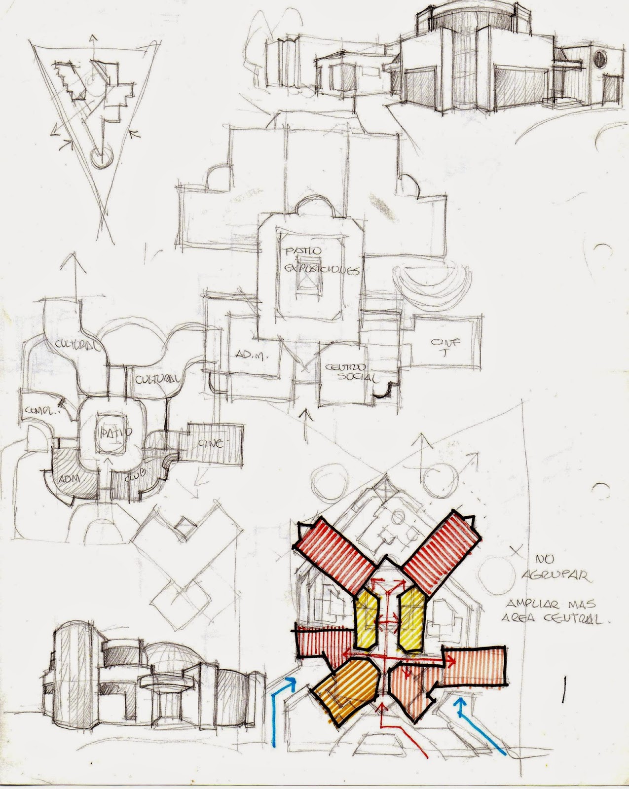 Esquemas Conceptuales Arquitectónicos con croquis y zonificaciones ...