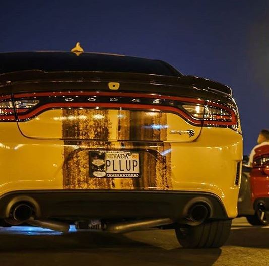 Just A Car Guy: pretty cool vinyl wrap on this Hellcat Charger