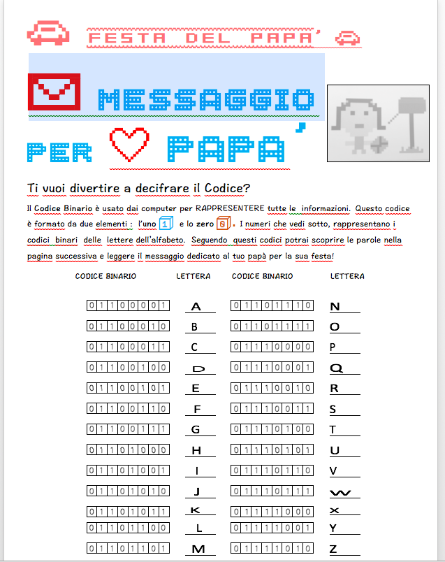 CODING IN ... FAMIGLIA ! Attività per la "Festa del Papà" 19 marzo 2020