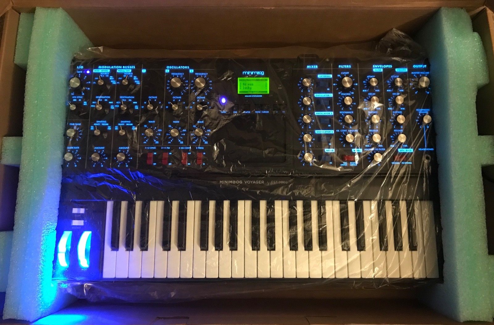 MATRIXSYNTH: Moog Minimoog Voyager Electric Blue Keyboard Synthesizer