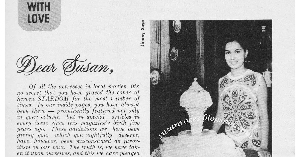 PELIKULA, ATBP.: TO SUSAN WITH LOVE: DEAR SUSAN, ... (Screen Stardom ...