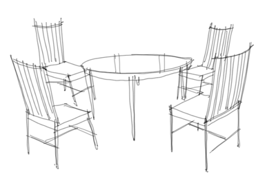 ID render: How to draw a round table and four chairs