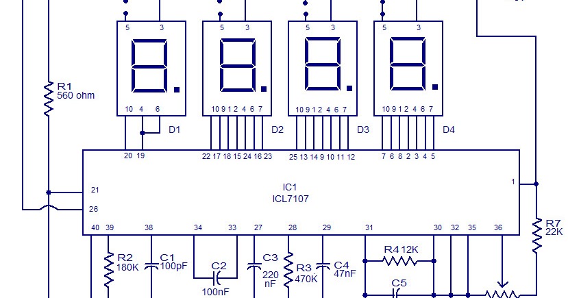 ELECTRONIC CIRCUIT: Digital voltmeter using ICL7107
