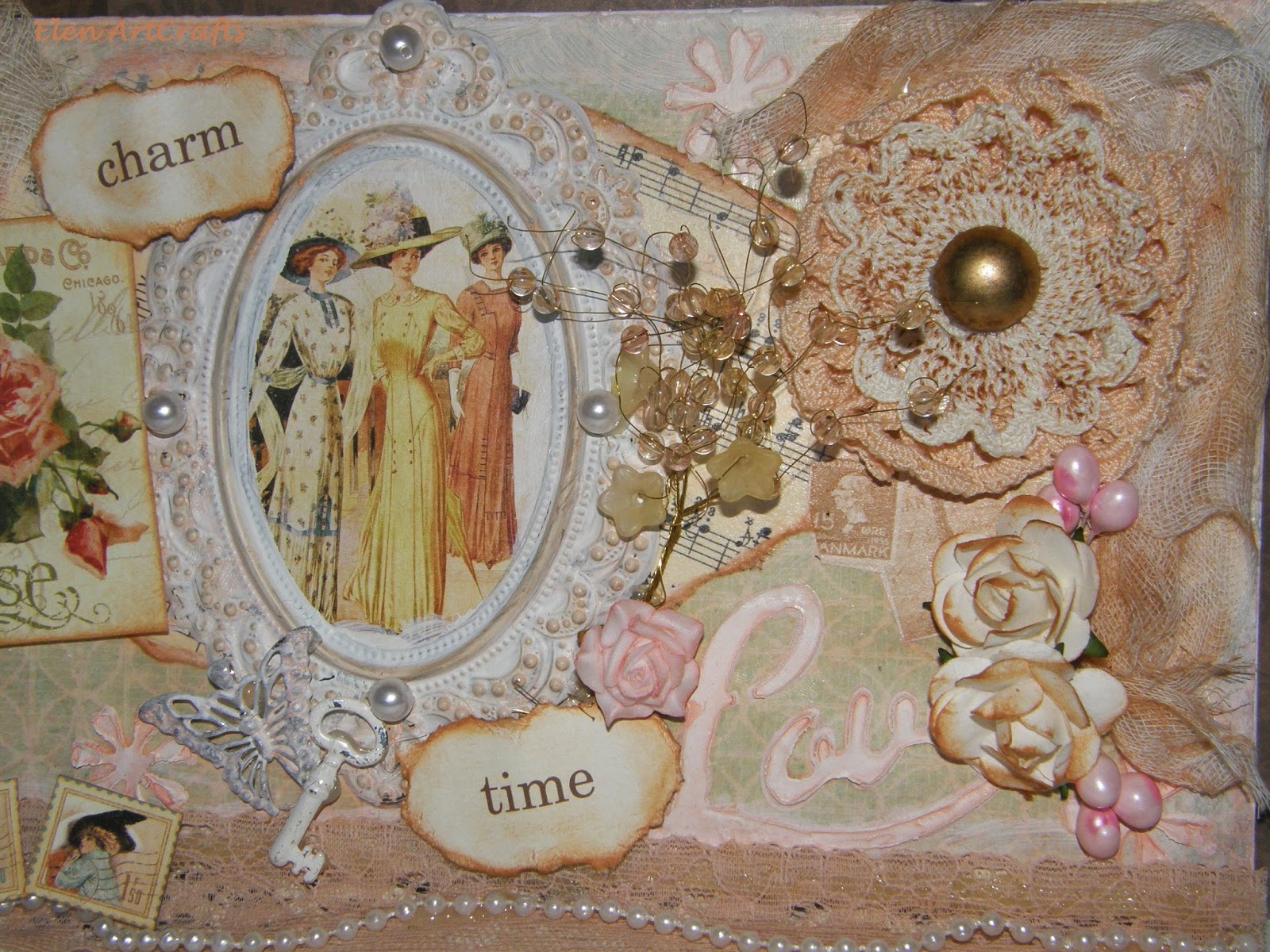 Elen ArtCrafts: Κρεμαστό μεταλλικό κάδρο/Altered metal hanging frame