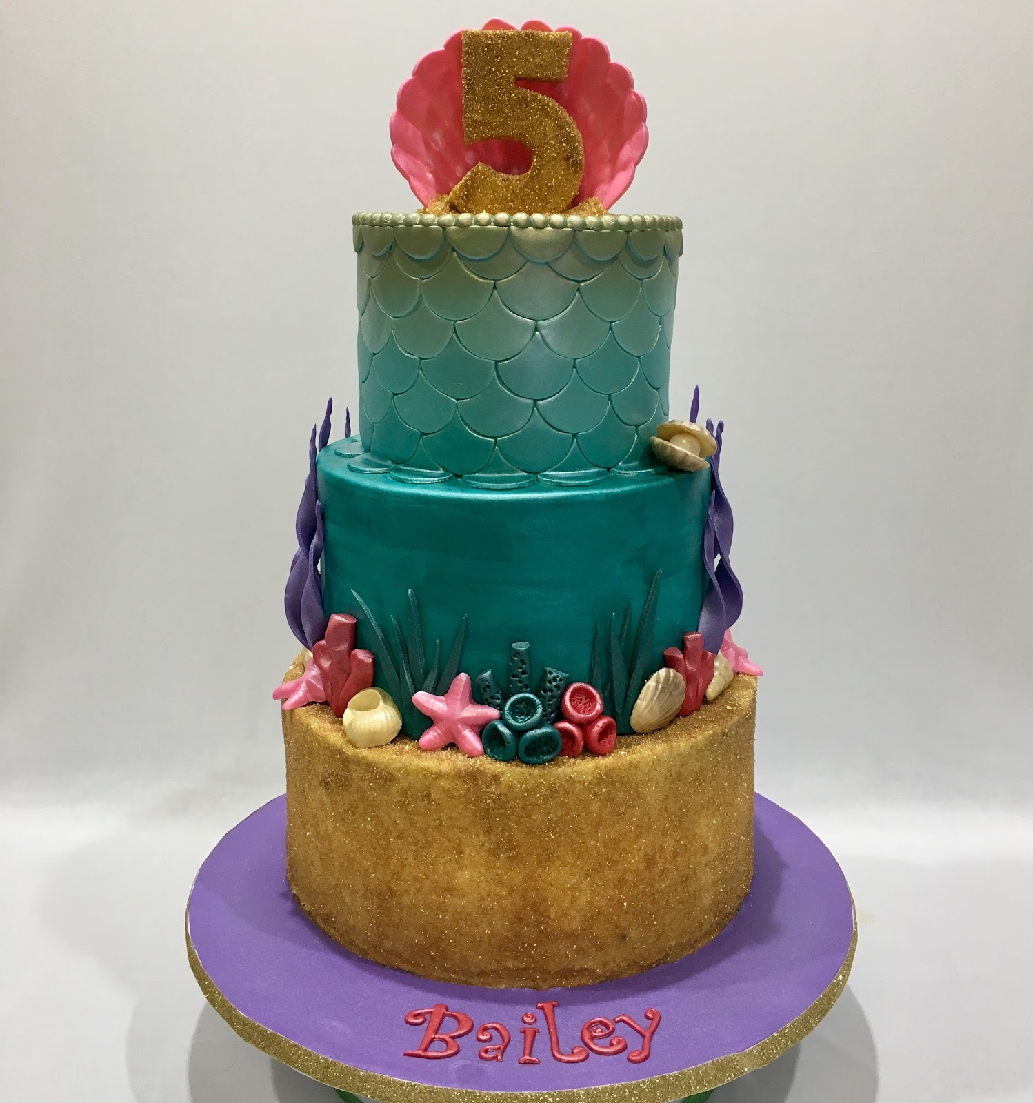 MyMoniCakes: Under the Sea/ Little Mermaid cake with sea shell topper