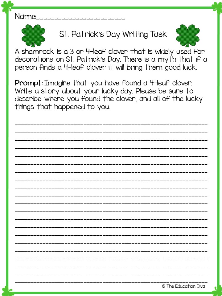 The Education Diva: St. Patrick's Day Writing Tasks FREEBIE
