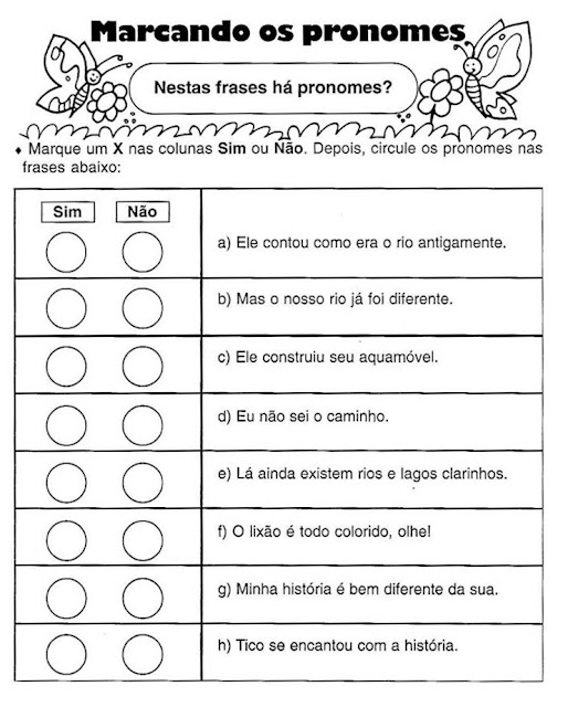 Atividades Para Imprimir Do 3º Ao 5º Anos Sempre A Mão Pronomes