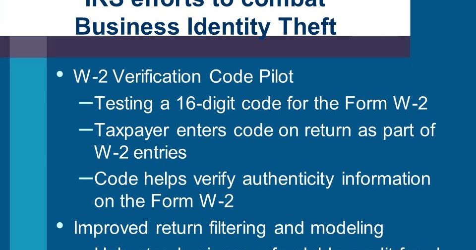 NTS News : IRS Tests W-2 Verification Code for Filing Season 2017