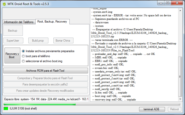 Lanix Ilium S106 ~ Crear Backup con PC mediante MTK Droid Tools