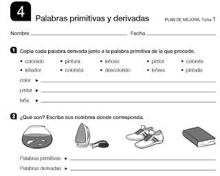 LAS CLASES DE LA PROFE MAR.: PALABRAS PRIMITIVAS Y DERIVADAS. FAMILIA ...