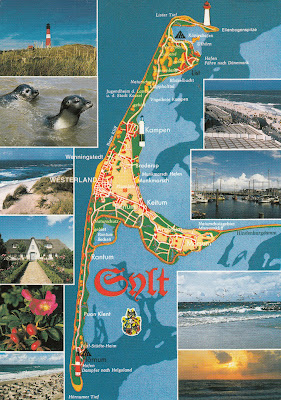 Meine Deutschen Postkarten - My German Postcards: Sylt: Landkarte/Map
