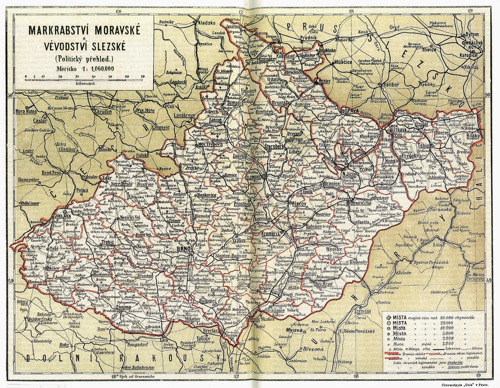 Moravská orlice: Mapy jako příloha hesla Morava v Ottově slovníku naučném