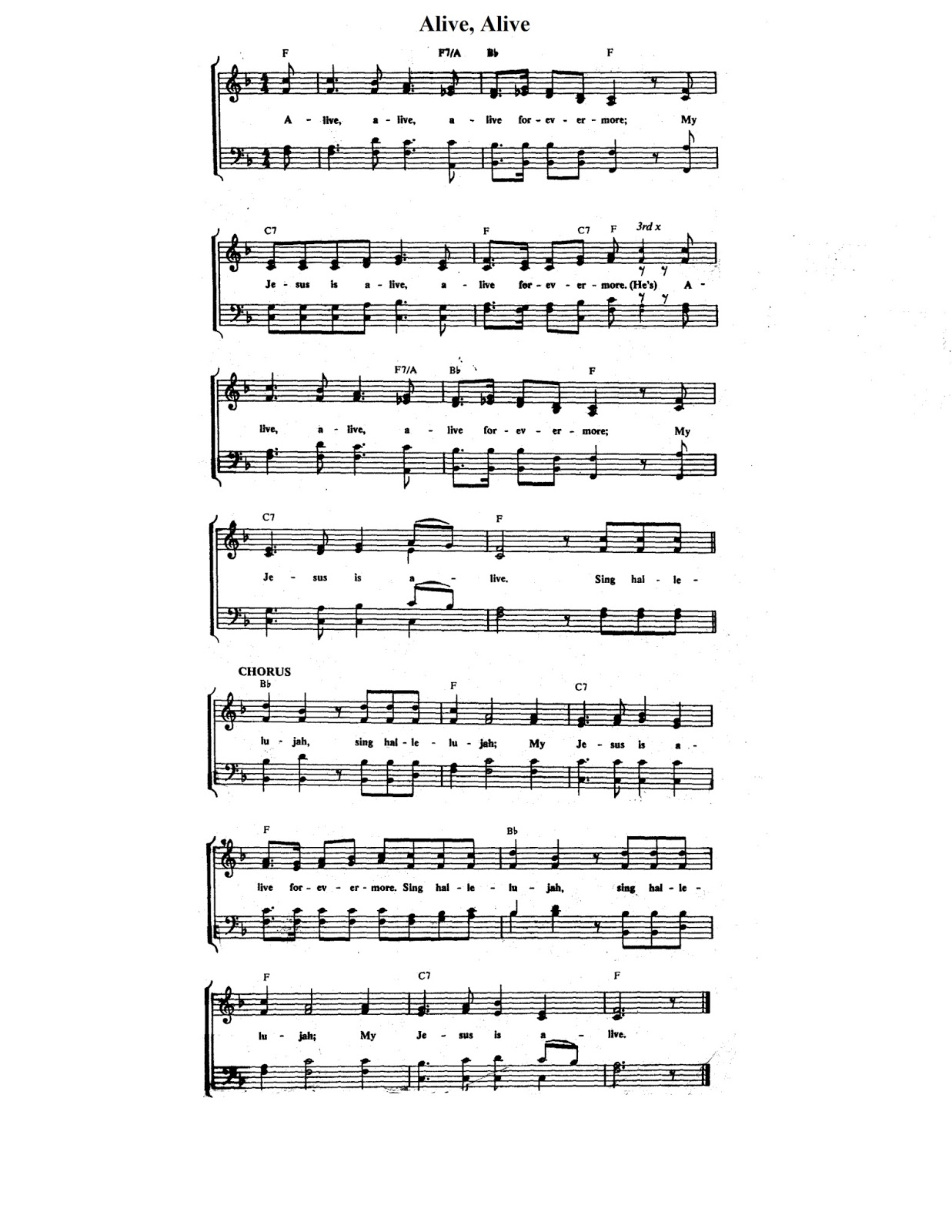 Worship Lead Sheets: Alive, Alive