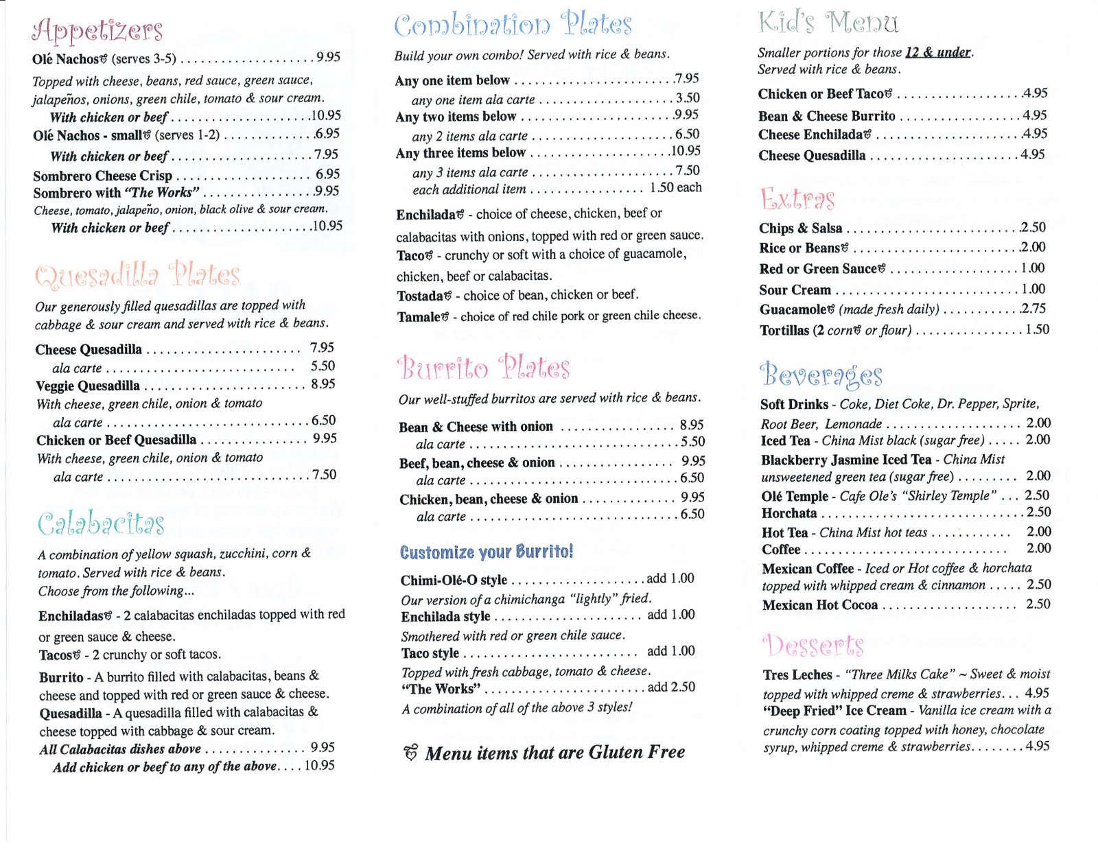 Out West Food Review: Cafe Ole' Flagstaff, AZ (menu)
