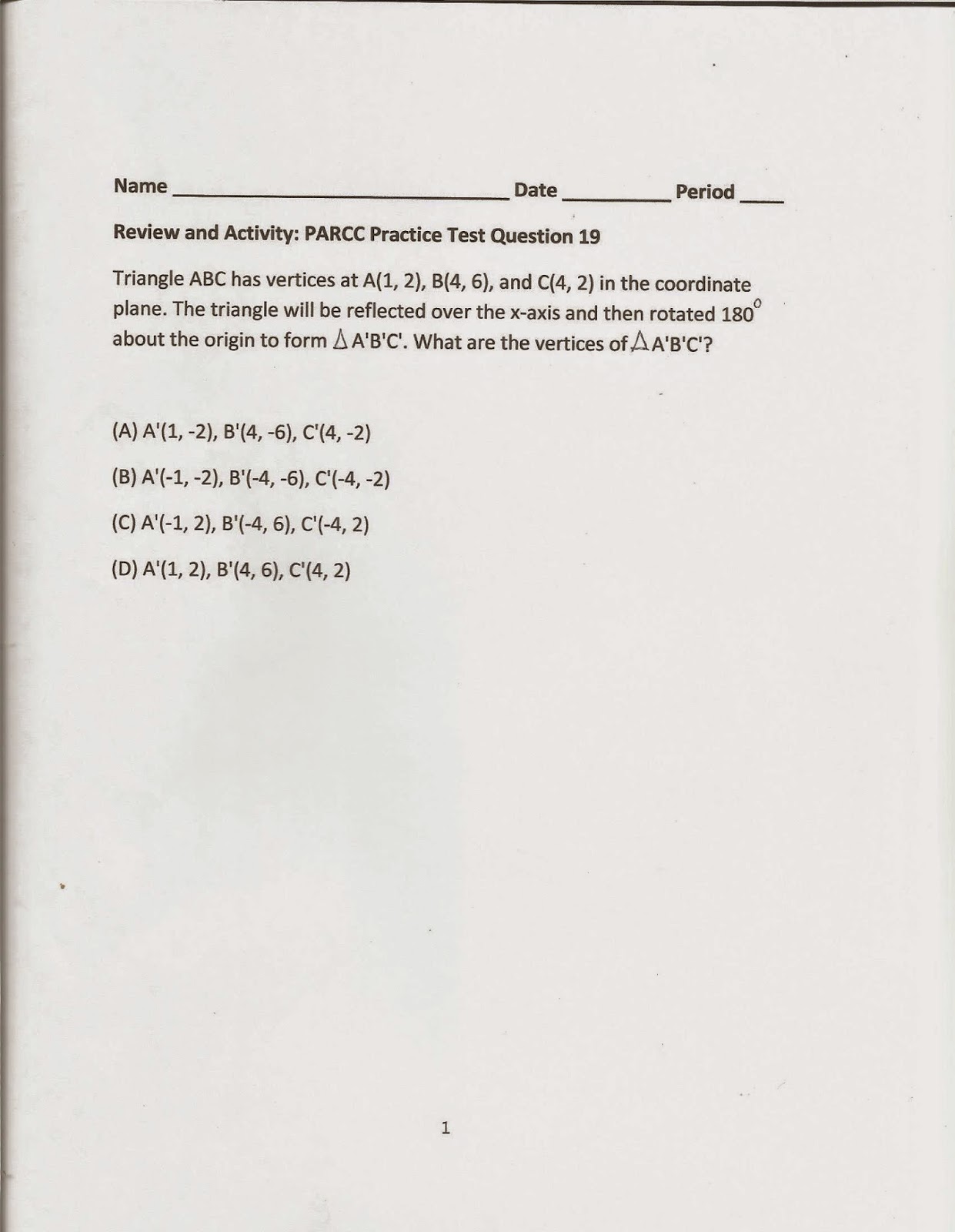 Geometry, Common Core Style: PARCC Practice Test Question 19 (Day 164)