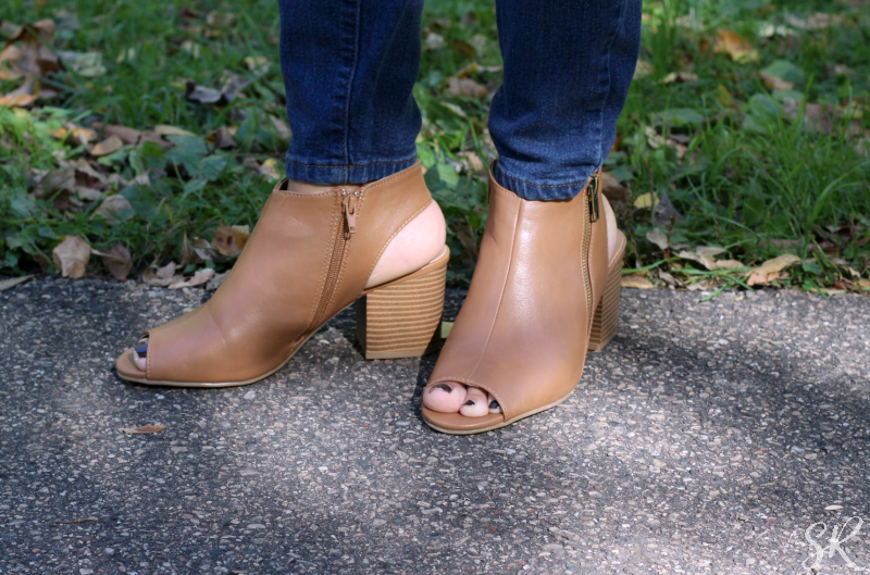 Fall Outfit Idea: Cold Shoulder Top + Peep Toe Booties - Stacie Raye