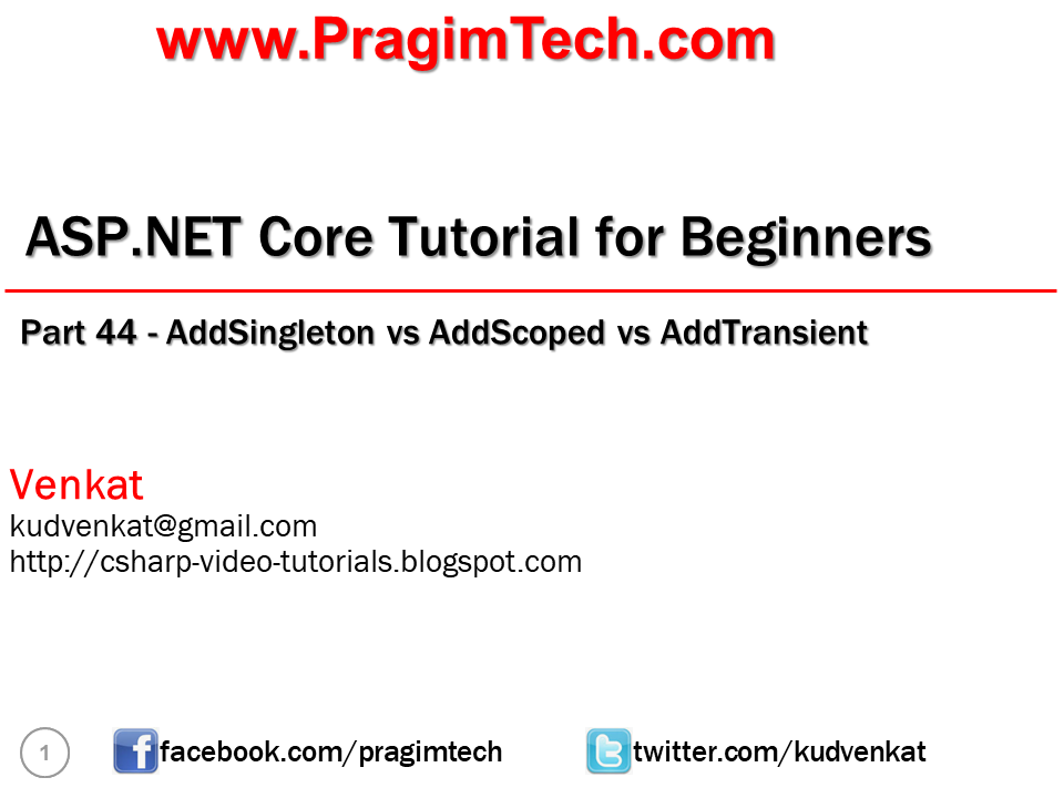 Sql Server Net And C Video Tutorial Addsingleton Vs Addscoped Vs