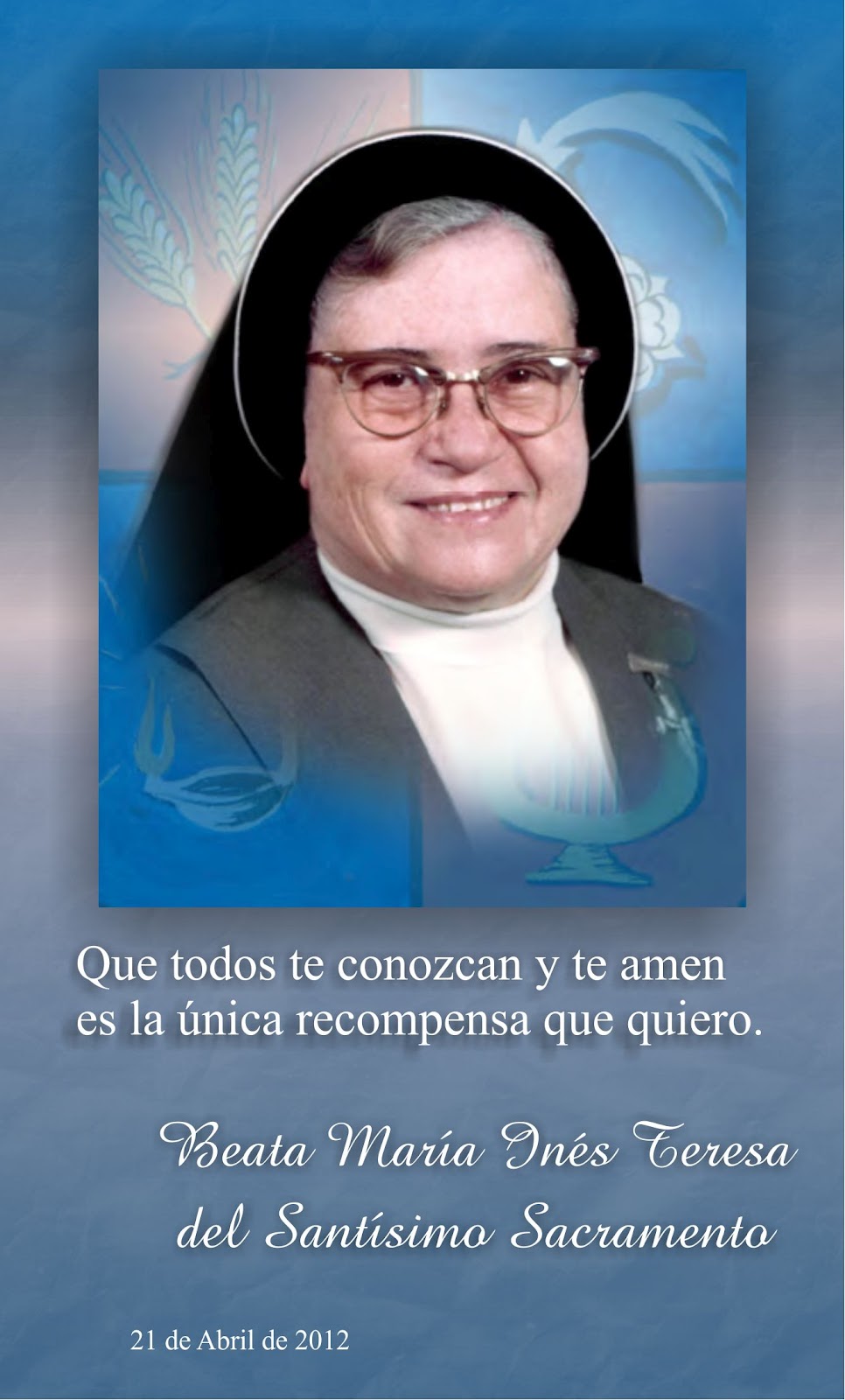 TARJETAS Y ORACIONES CATOLICAS: BEATA MADRE MARÍA INÉS TERESA DEL ...