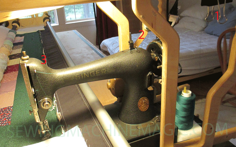 My Sewing Machine Obsession: Singer 66 on a Grace Machine Quilt Frame
