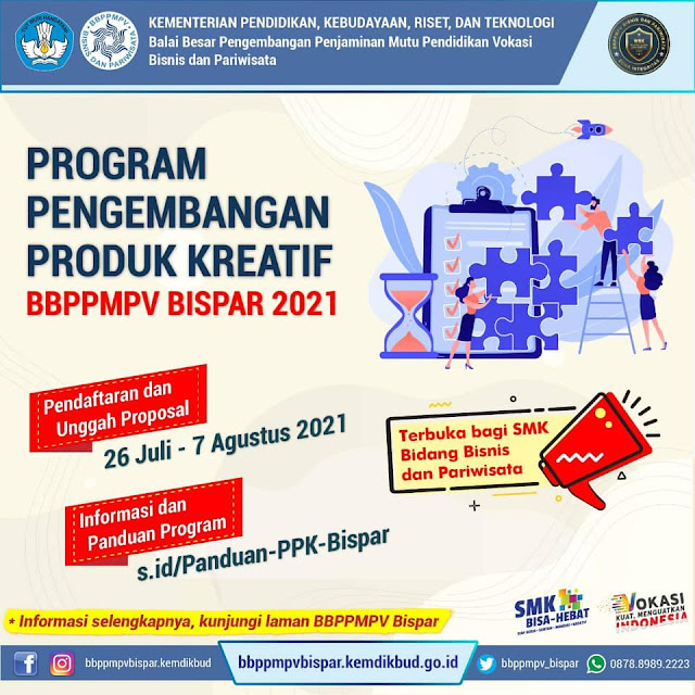 BBPPMPV Bispar membuka pendaftaran Program Pengembangan Produk Kreatif ...